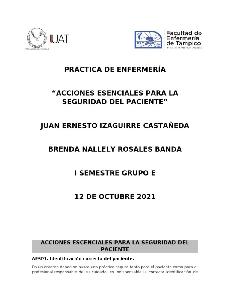 Aesp - Brenda Rosales | PDF | Seguridad del paciente | Hospital