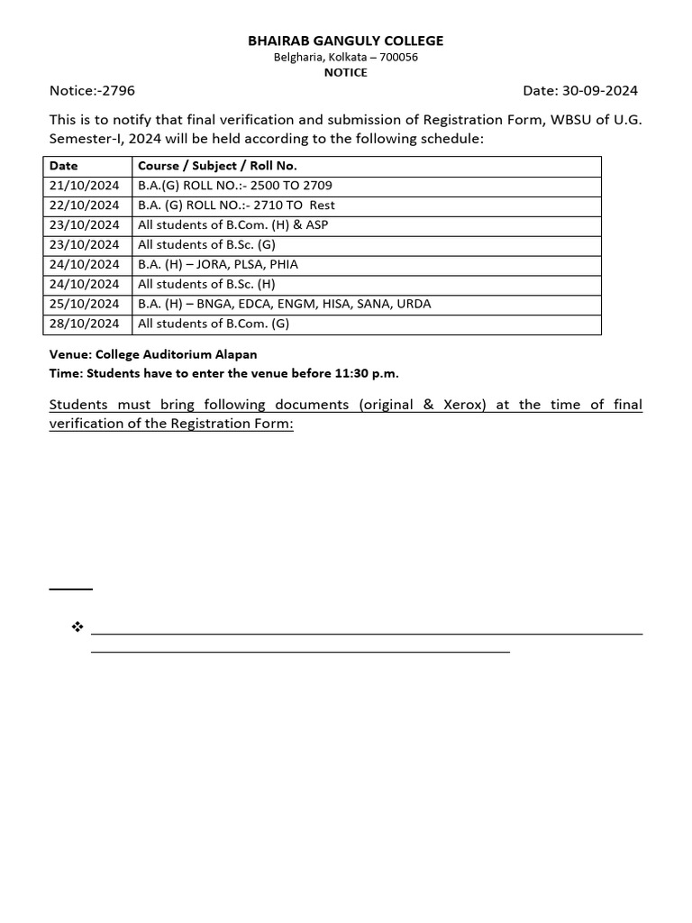 Final Verification of Registration Form_2024 | PDF