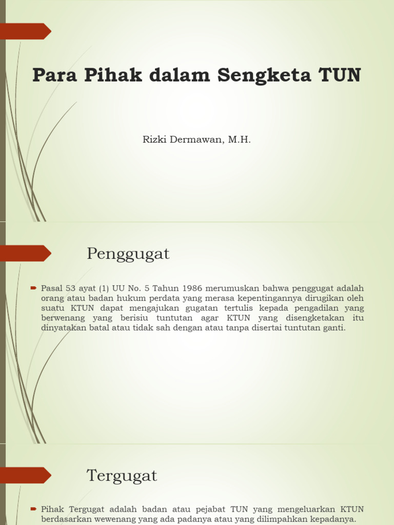 para Pihak Dalam Sengketa Tun | PDF | Hukum