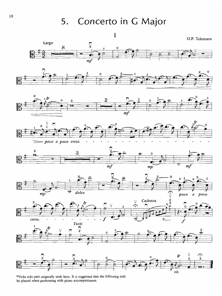 Telemann Viola Concerto Suzuki Version | PDF