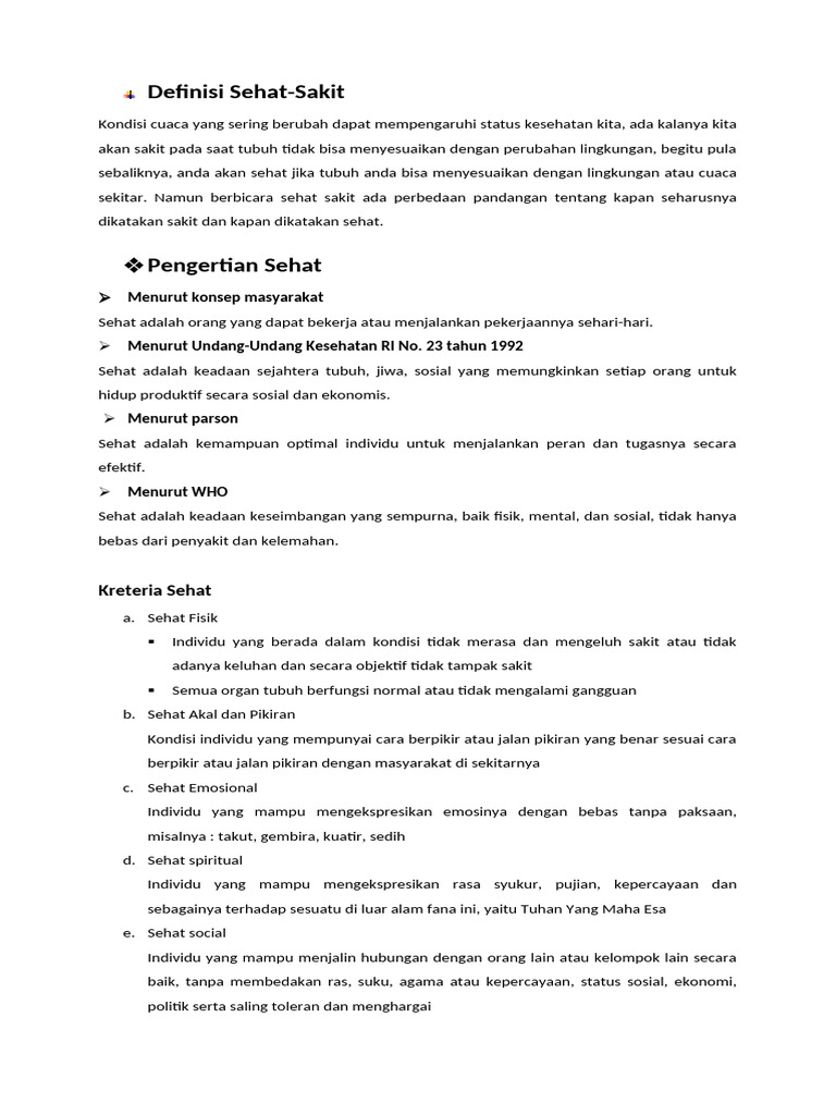 Tgs 2 Definisi Sehat Dan Sakit | PDF