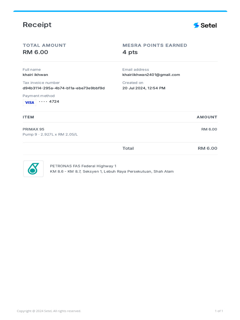 Purchase Fuel Receipt | PDF