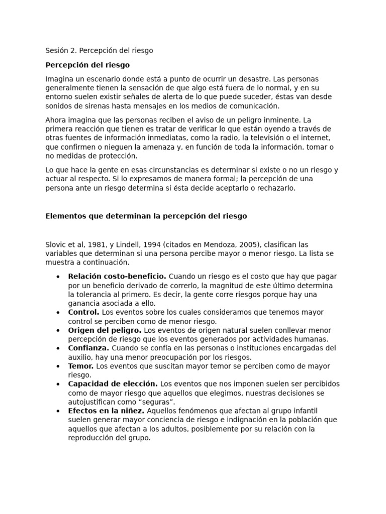 2. Percepcion del riesgo | PDF | Riesgo | Percepción