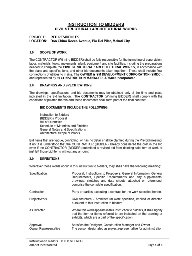 001 Instruction To Bidders | PDF | Insurance | Specification (Technical Standard)