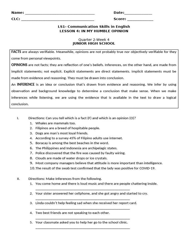 Q2 WEEK 4 Jhs Activities | PDF | Set (Mathematics)
