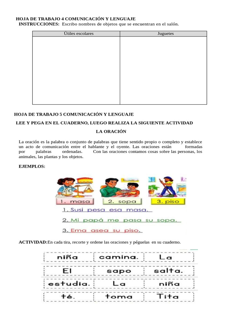 Actividades de Comunicación y Lenguaje | PDF