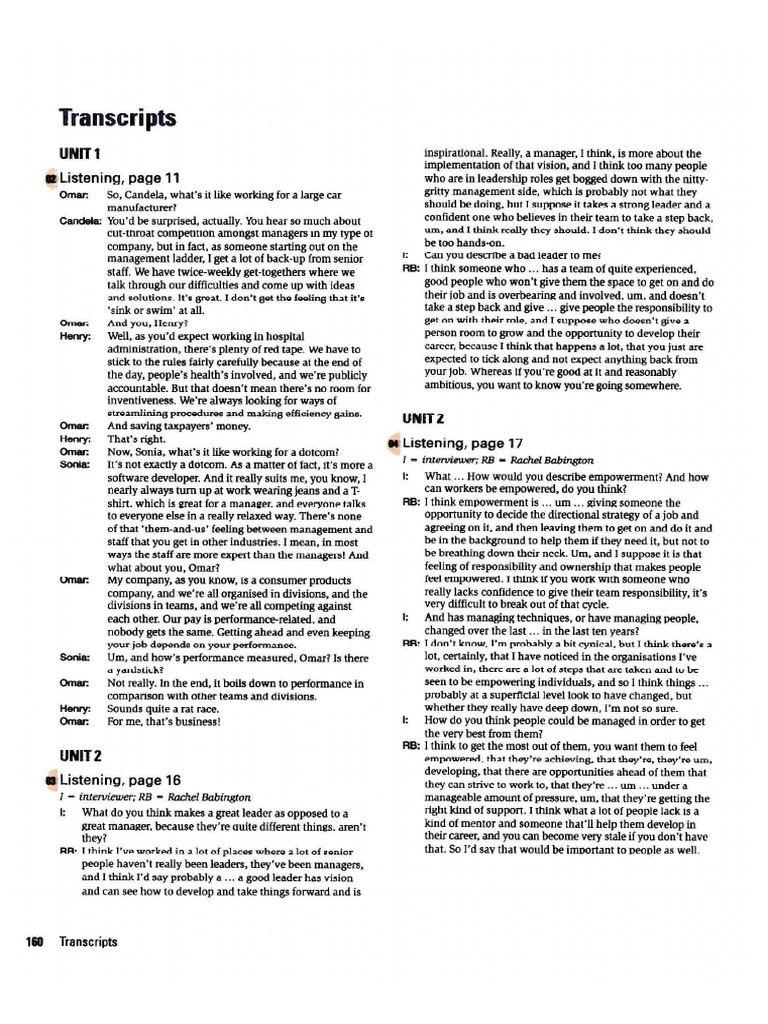 Business BENCHMARK Student's Book SCRIPTS | PDF