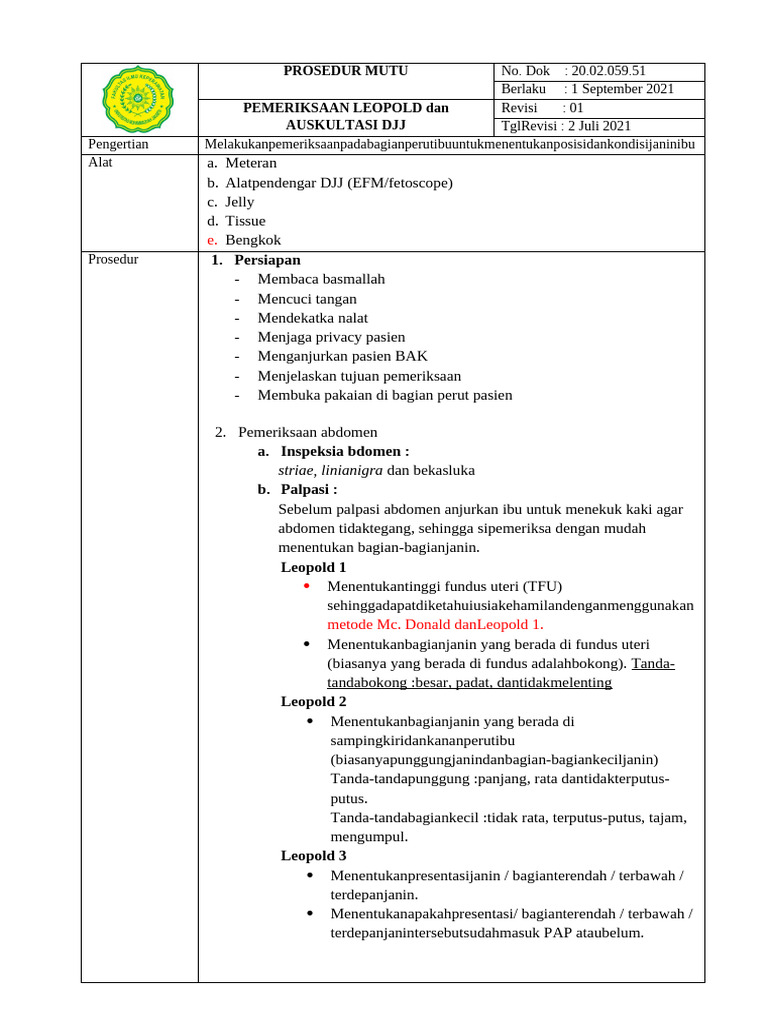 PEMERIKSAAN LEOPOLD - Lab 2024 | PDF | Kesehatan Holistik | Sains ...