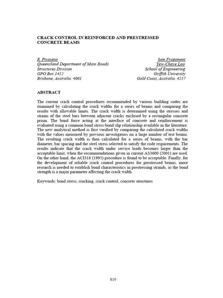 Crack Control in Reinforced and Prestressed Concrete Beams | PDF ...