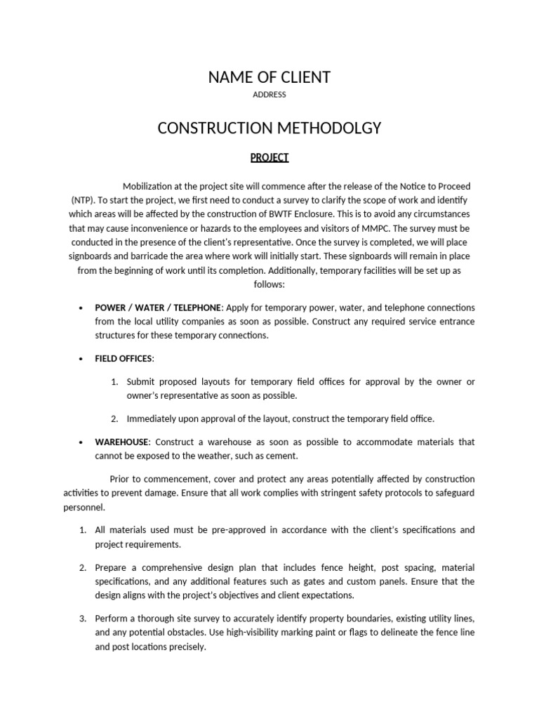 Construction Methodology | PDF | Concrete