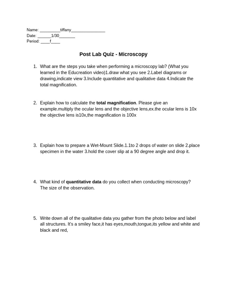 Copy of Post Lab Quiz On Micros | PDF