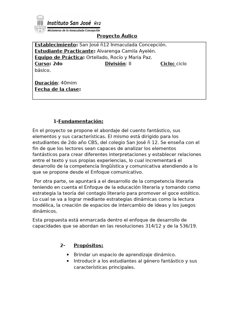 Proyecto Áulico Cami | PDF | Fantasía | Cuentos