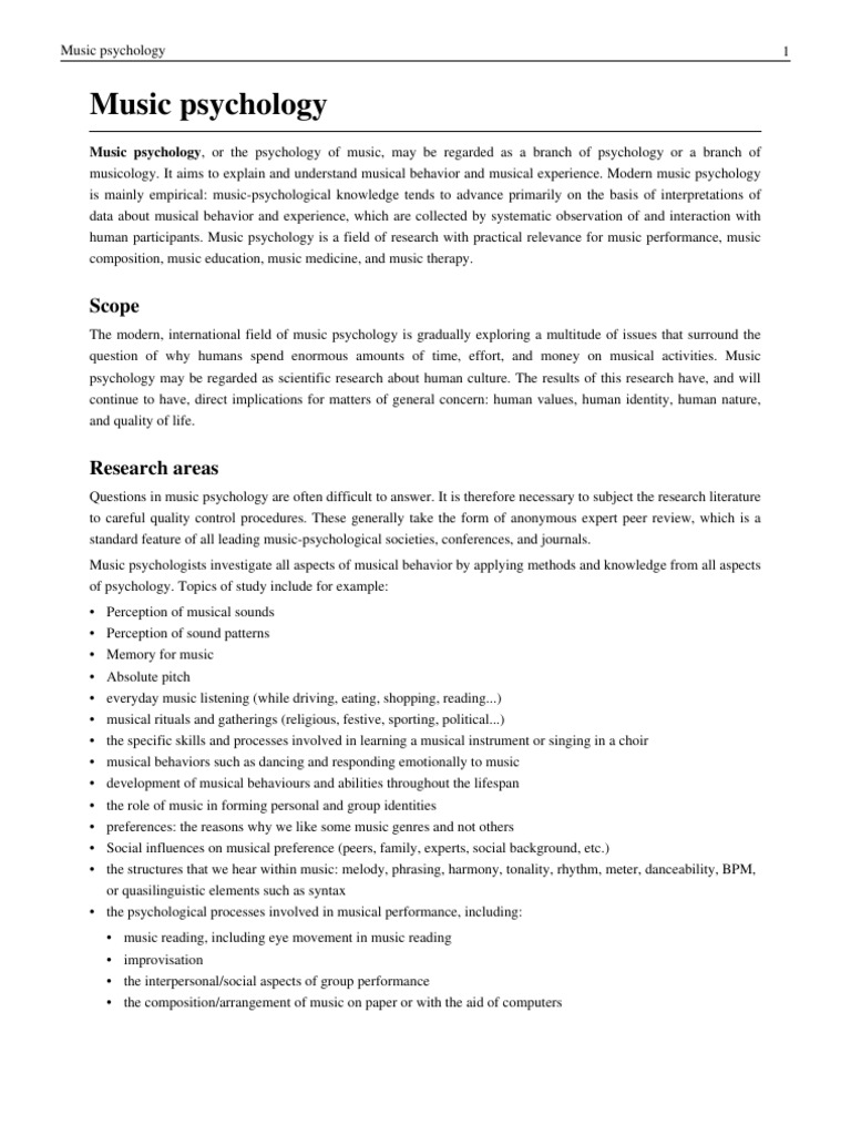 Music Psychology | PDF | Psychology | Psychological Concepts
