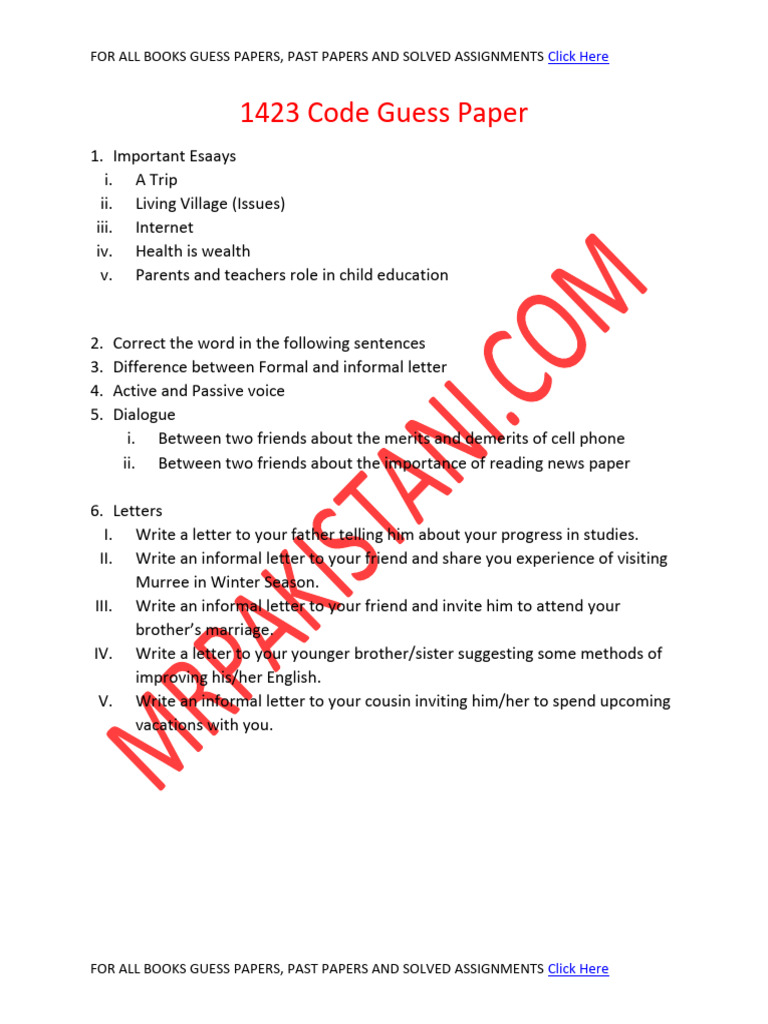 1423 Code Guess Paper | PDF