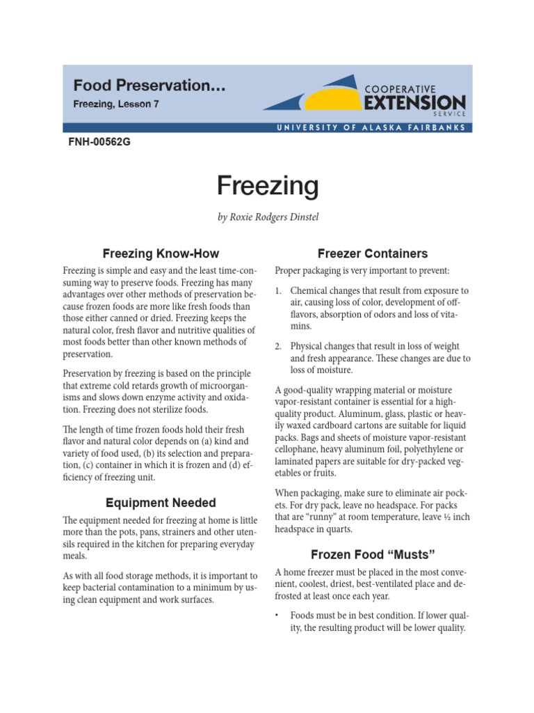 Freezing: Food Preservation | PDF | Vegetables | Food Preservation