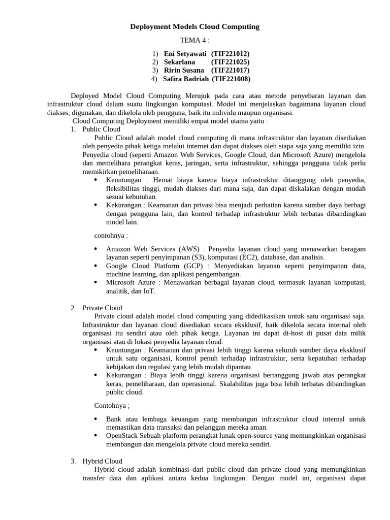 Deployment Models Cloud Computing | PDF | Komputer