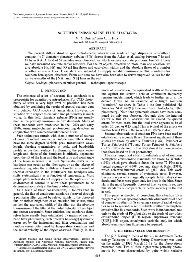 Dopita 1997 ApJS 108 515 | PDF | Astronomy | Metrology