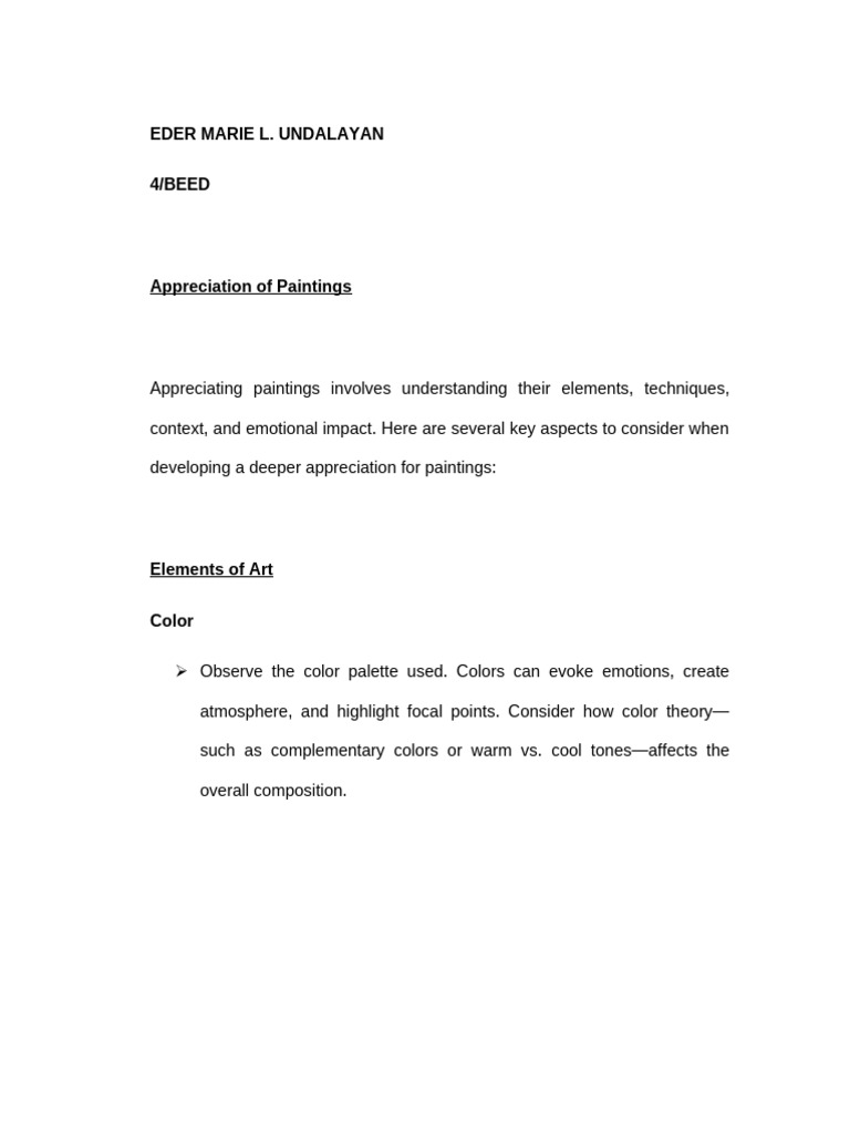 ARTS1 Undalayan Eder Marie | PDF