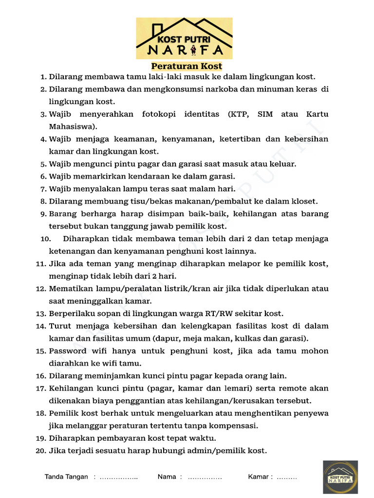 Form Narifa Kost | PDF
