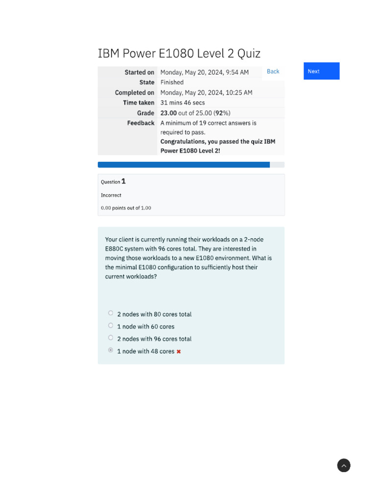 IBM Power E1080 Level 2 Quiz | PDF