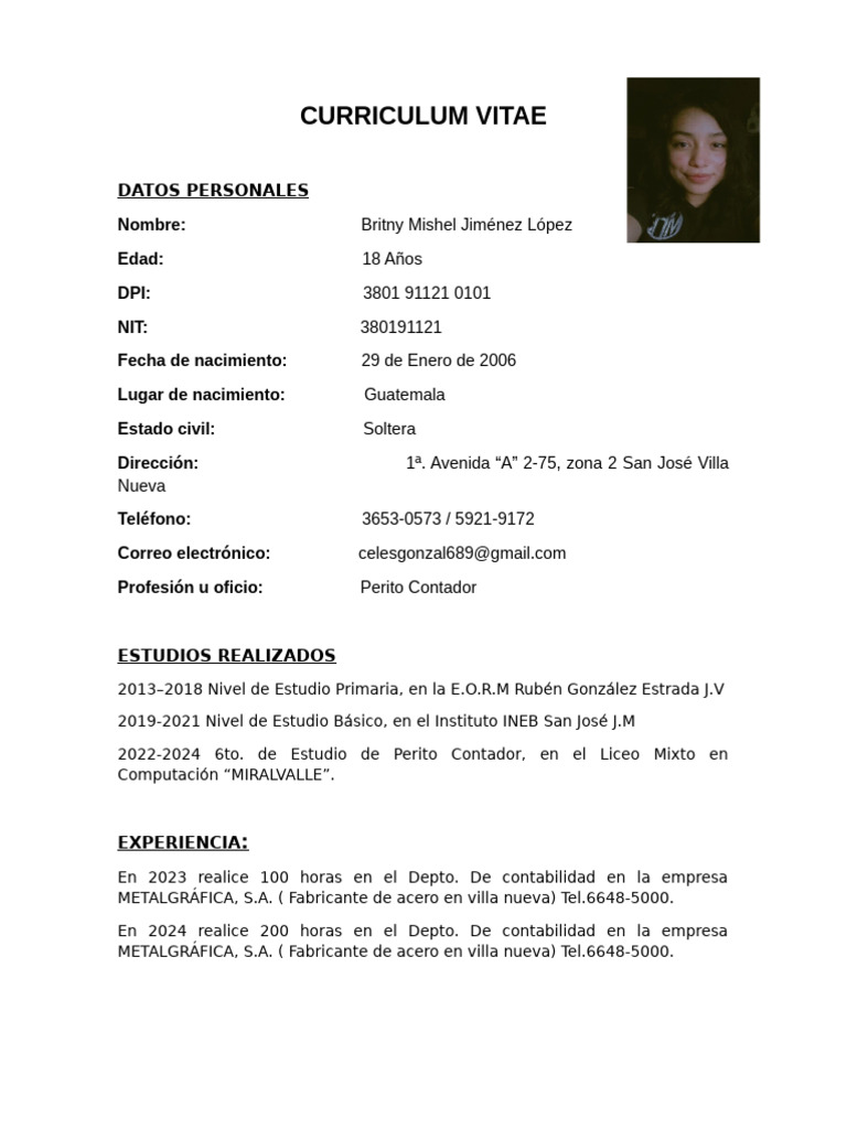 Currículum Mishel Jiménez | PDF | Derecho