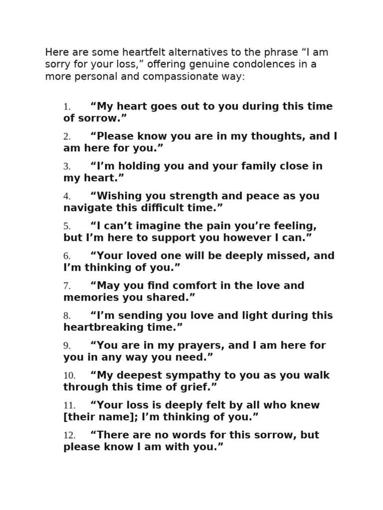 Alternatives to Sorry for Your Loss and Thoughts Prayers | PDF | Grief ...