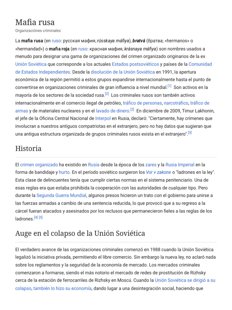 Mafia Rusa - Wikipedia, La Enciclopedia Libre | PDF | Crímenes | Crimen ...