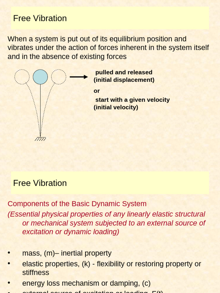 06 CE225 Analysis of Free Vibrations | PDF | Force | Acceleration