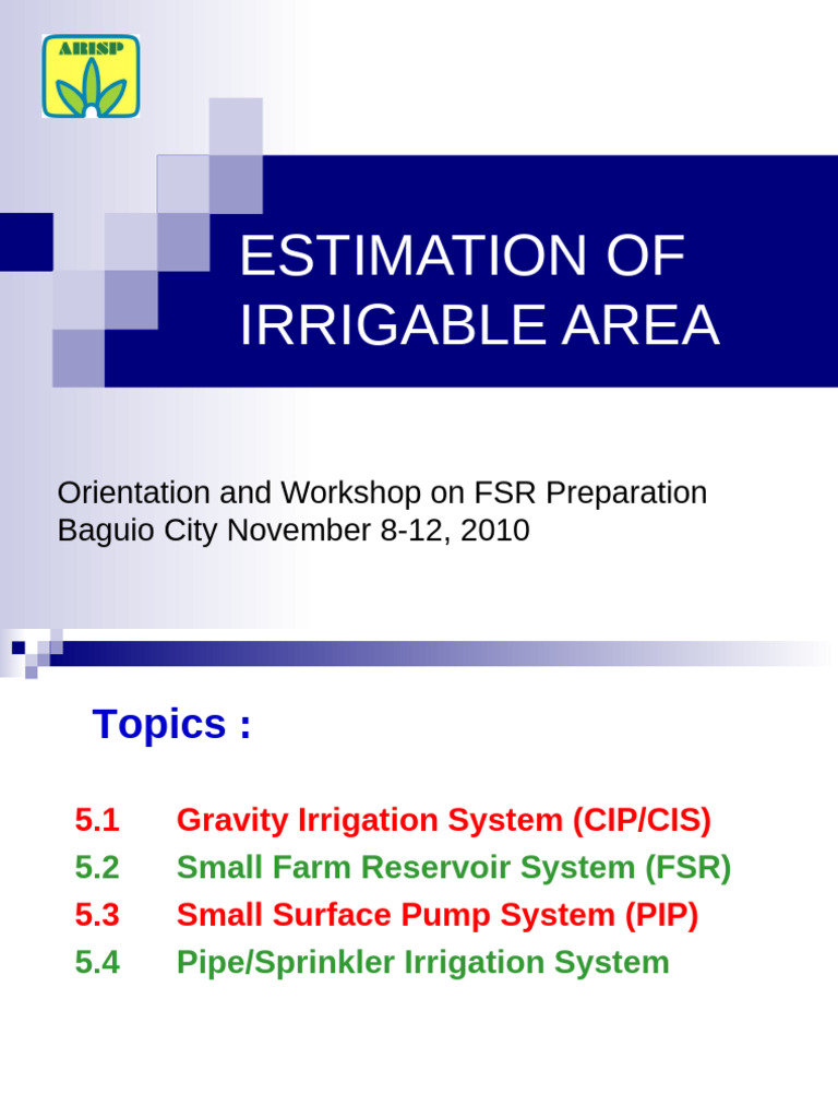 5 Estimation of Irrigable Area | PDF | Irrigation | Horsepower