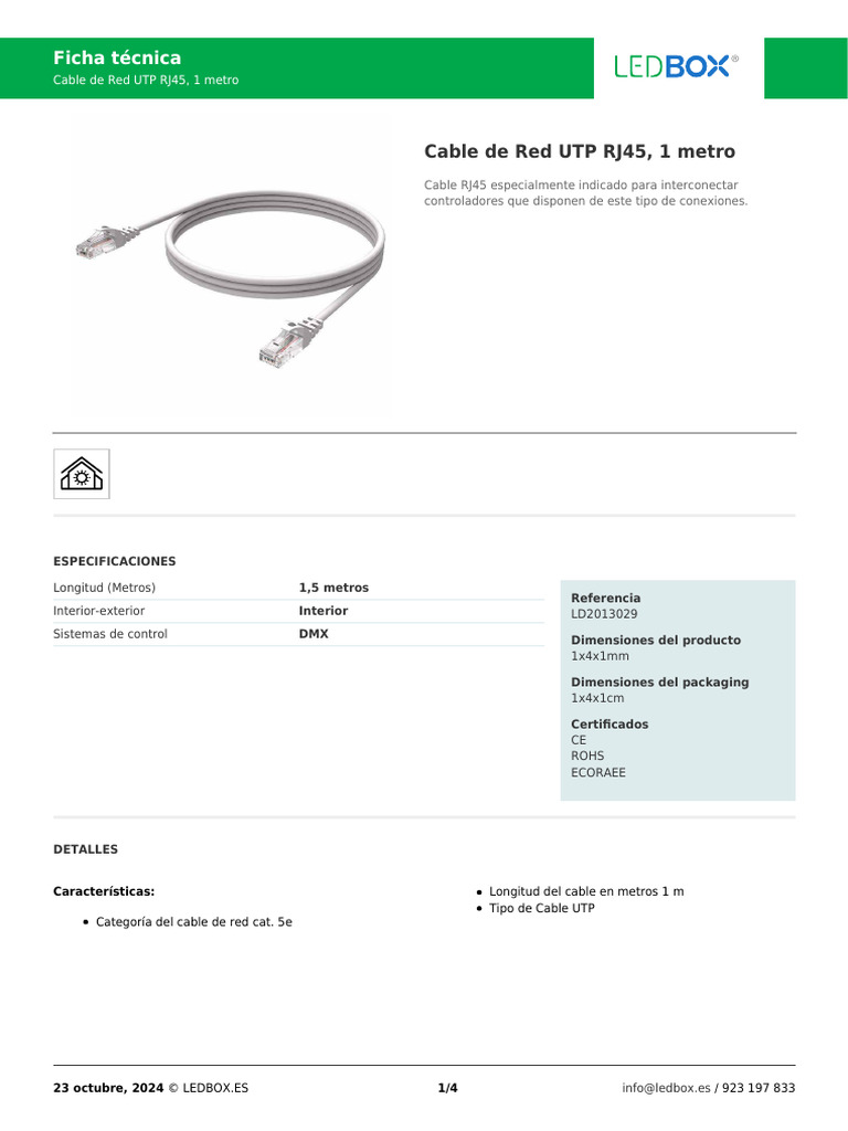 Cable de Red UTP RJ45, 1 Metro | PDF
