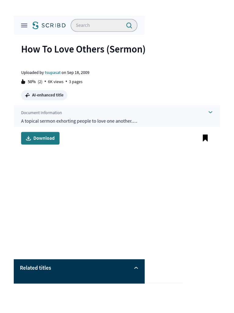 How To Love Others (Sermon) | PDF | Sermon | Love | PDF | Scribd | Love