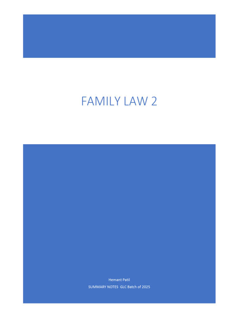 2 - Family Law Summary Notes 8JAN2024 | PDF | Legal Guardian | Marriage
