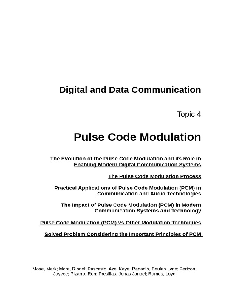 Pulse Code Modulation Overview | PDF | Sampling (Signal Processing) | Digital Audio