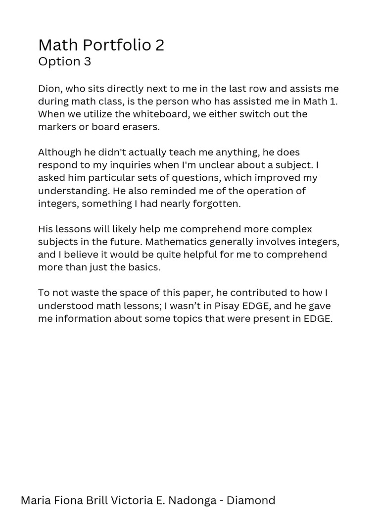 Math Portfolio 2 (2) | PDF