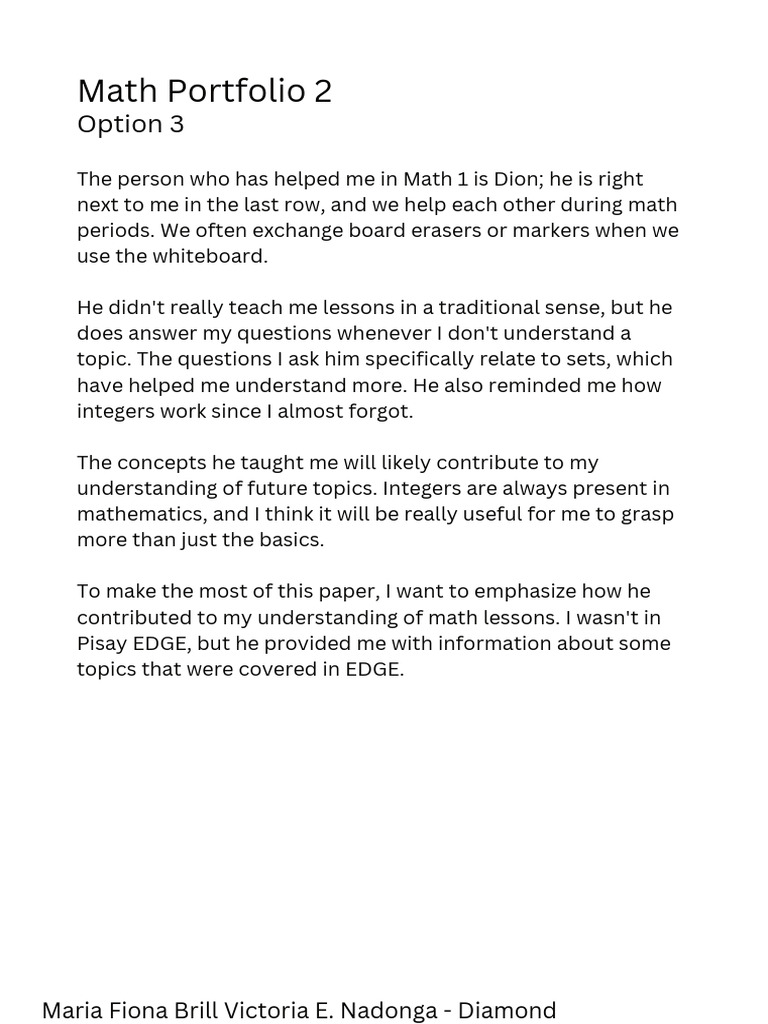 Math Portfolio 2 | PDF