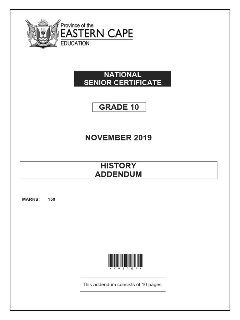 HISTORY GR10 ADDENDUM NOV2019 - Eng D | PDF