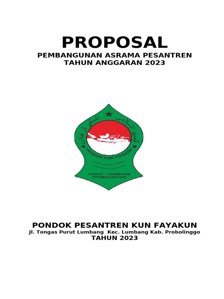 Proposal - Bantuan - Pembangunan - Asrama - Ponpes Kun Fayakun2023 | PDF | Kesehatan Holistik