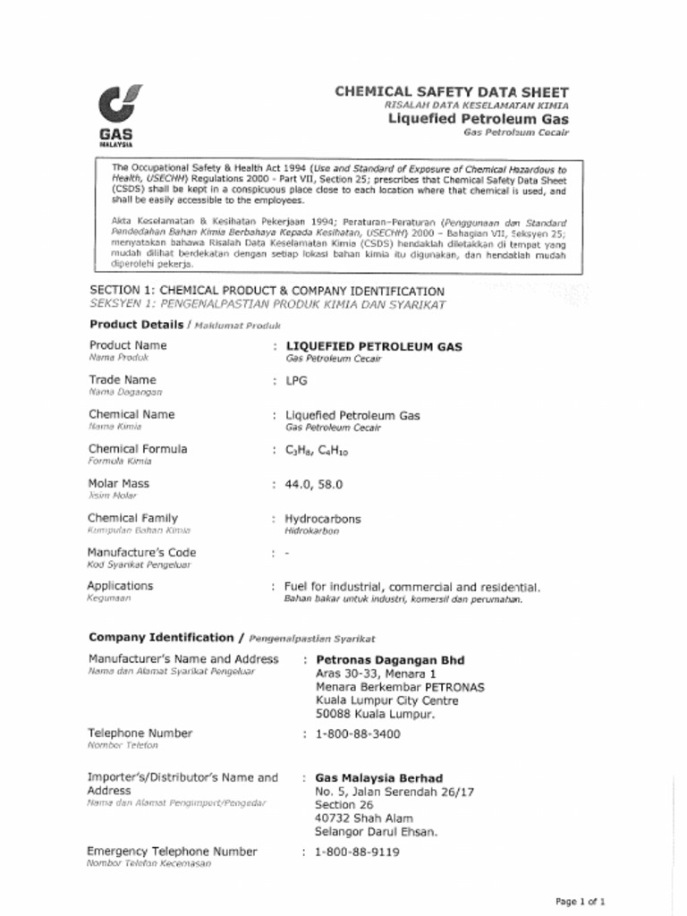 Appendix l.2 Msds LPG 1 | PDF