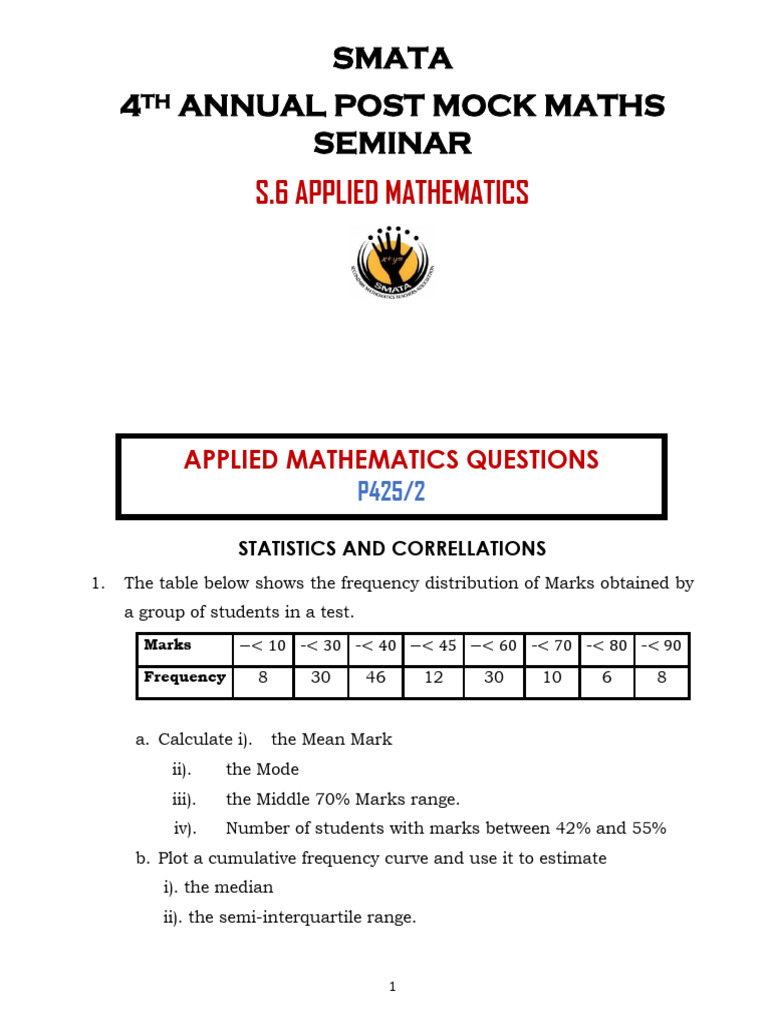 S.6 Applied Maths Seminar | PDF | Mathematics | Science