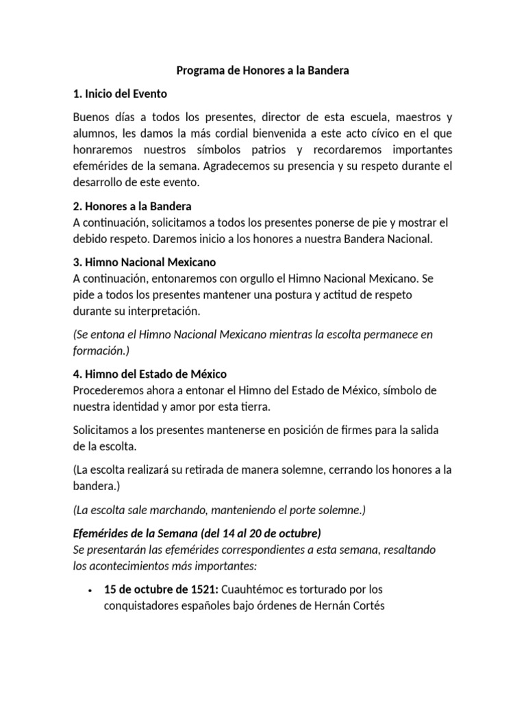 Programa de Honores A La Bandera | PDF | México