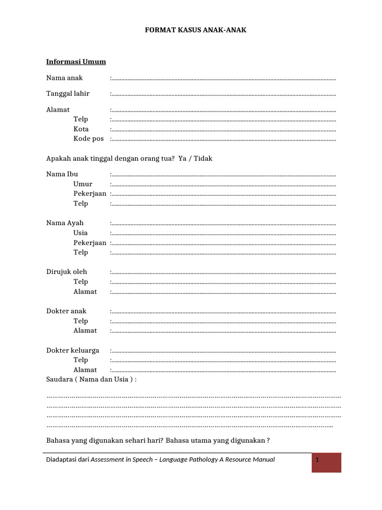 1 Format Kasus Anak | PDF