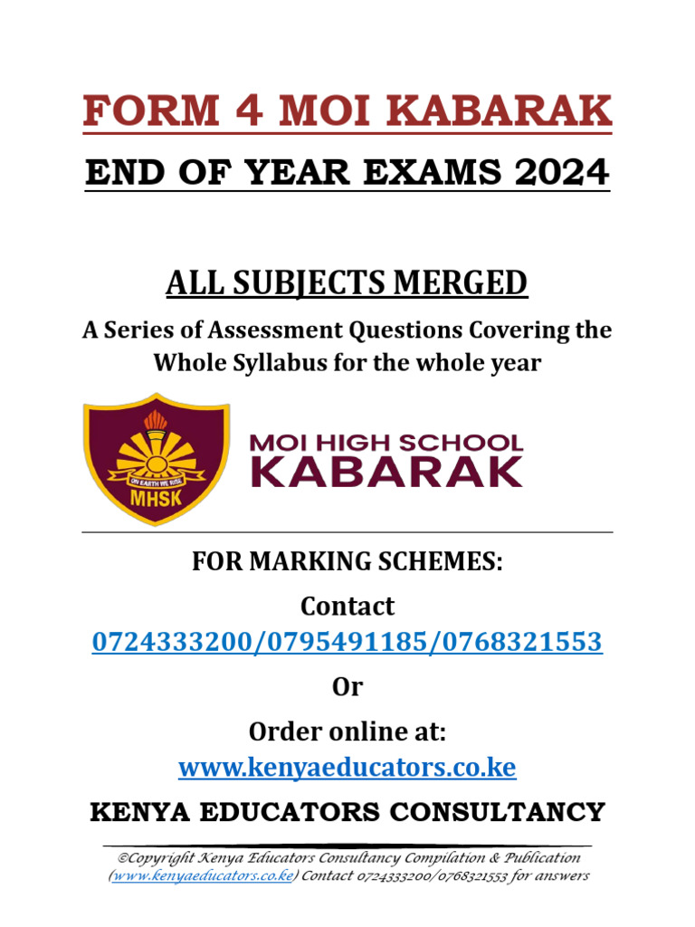 Moi Kabarak Kcse 2024 Post Mocks | PDF | Human Capital