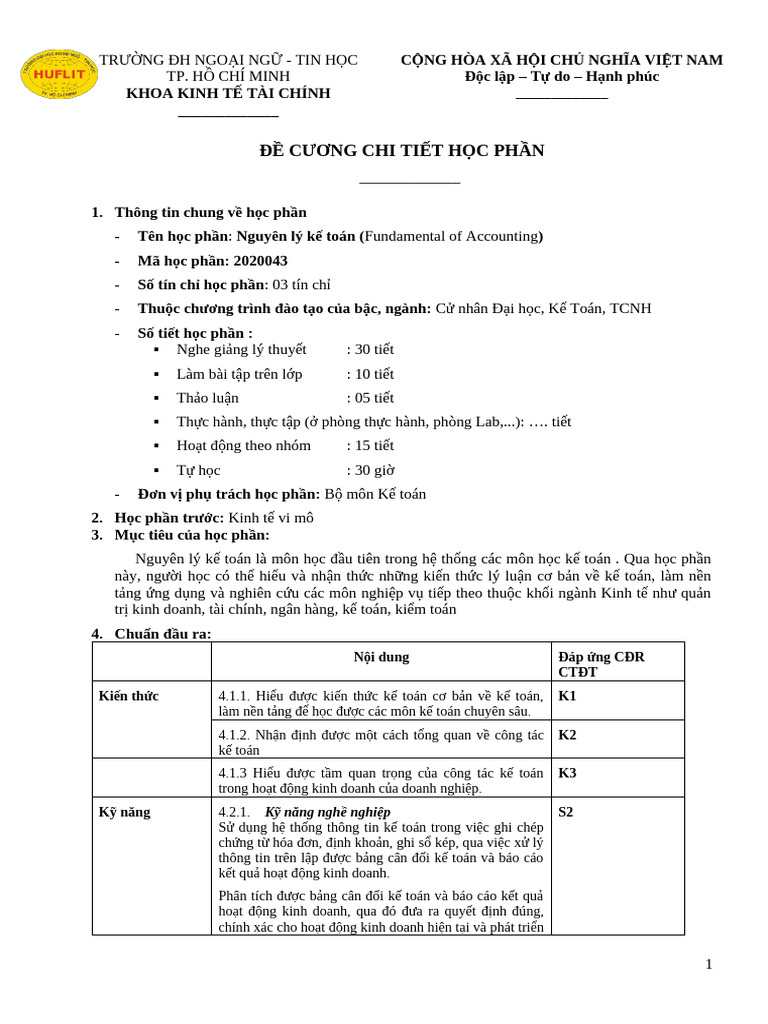 De Cuong Nguyen Ly Ke Toan | PDF