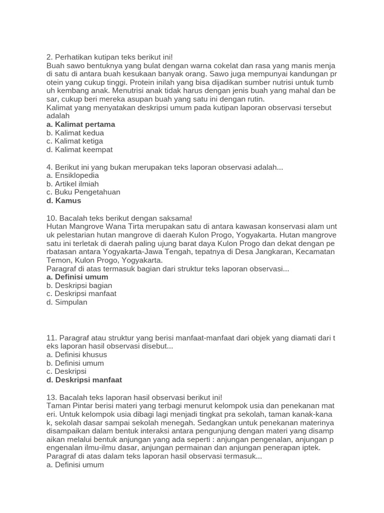 Contoh Soal Teks LHO | PDF