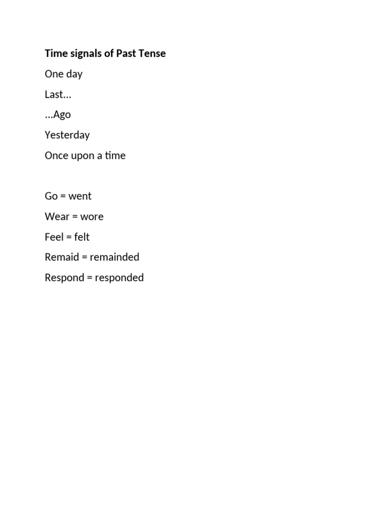 Time Signals of Past Tense | PDF
