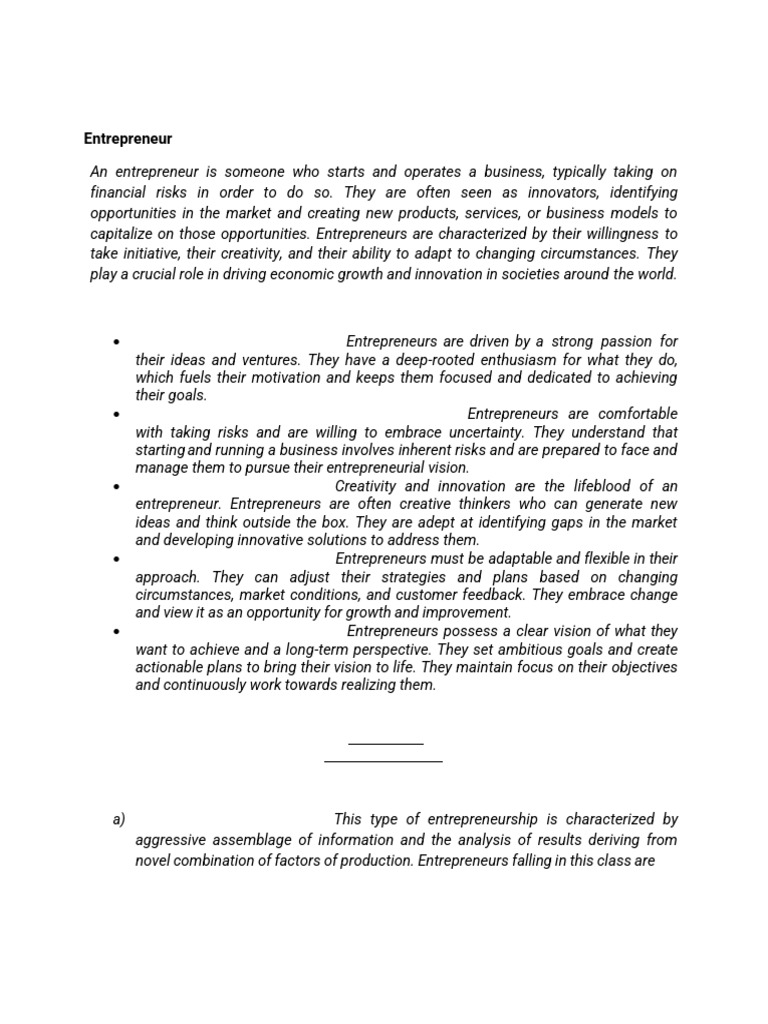 Types of Entrepreneurs | PDF | Entrepreneurship | Creativity