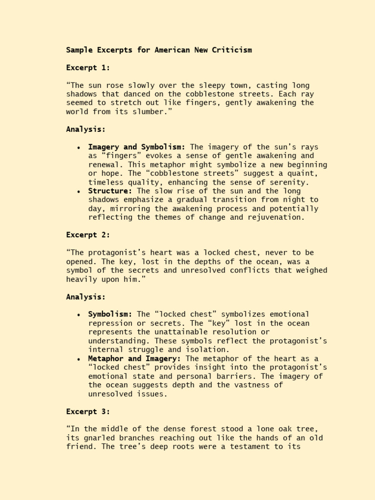 Sample Excerpts For American New Criticism | PDF | Philosophy | Poetry