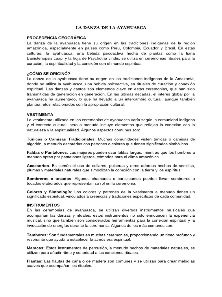 La Danza de La Ayahuasca - Alison Yasser 5to H | PDF | Ayahuasca ...