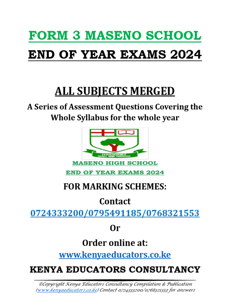 F3 Maseno School End Year Exams | PDF | Rice | Agriculture