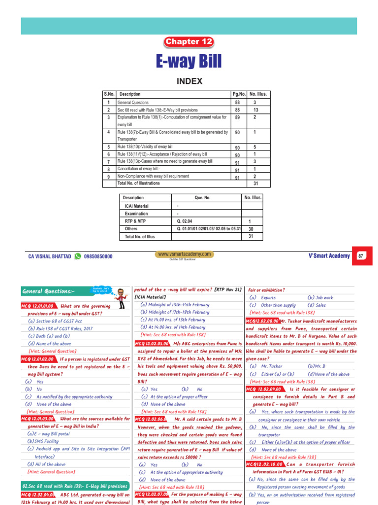 Chapter 12-Eway Bill | PDF | Value Added Tax | Taxes